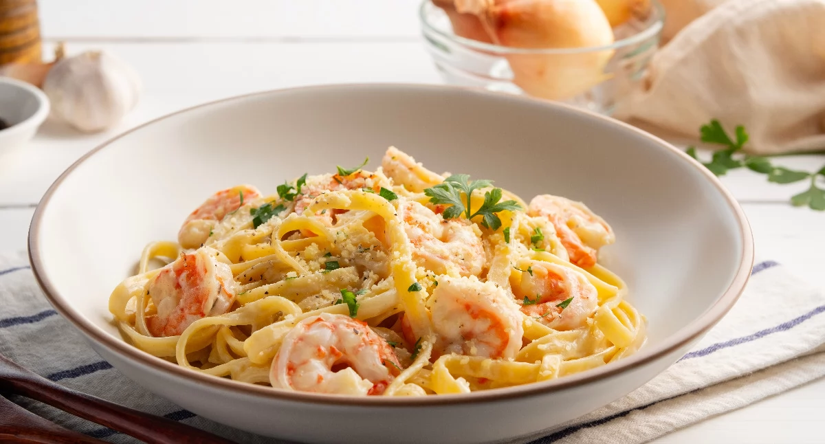 Tagliatelle z krewetkami w kremowym sosie - wiadomości